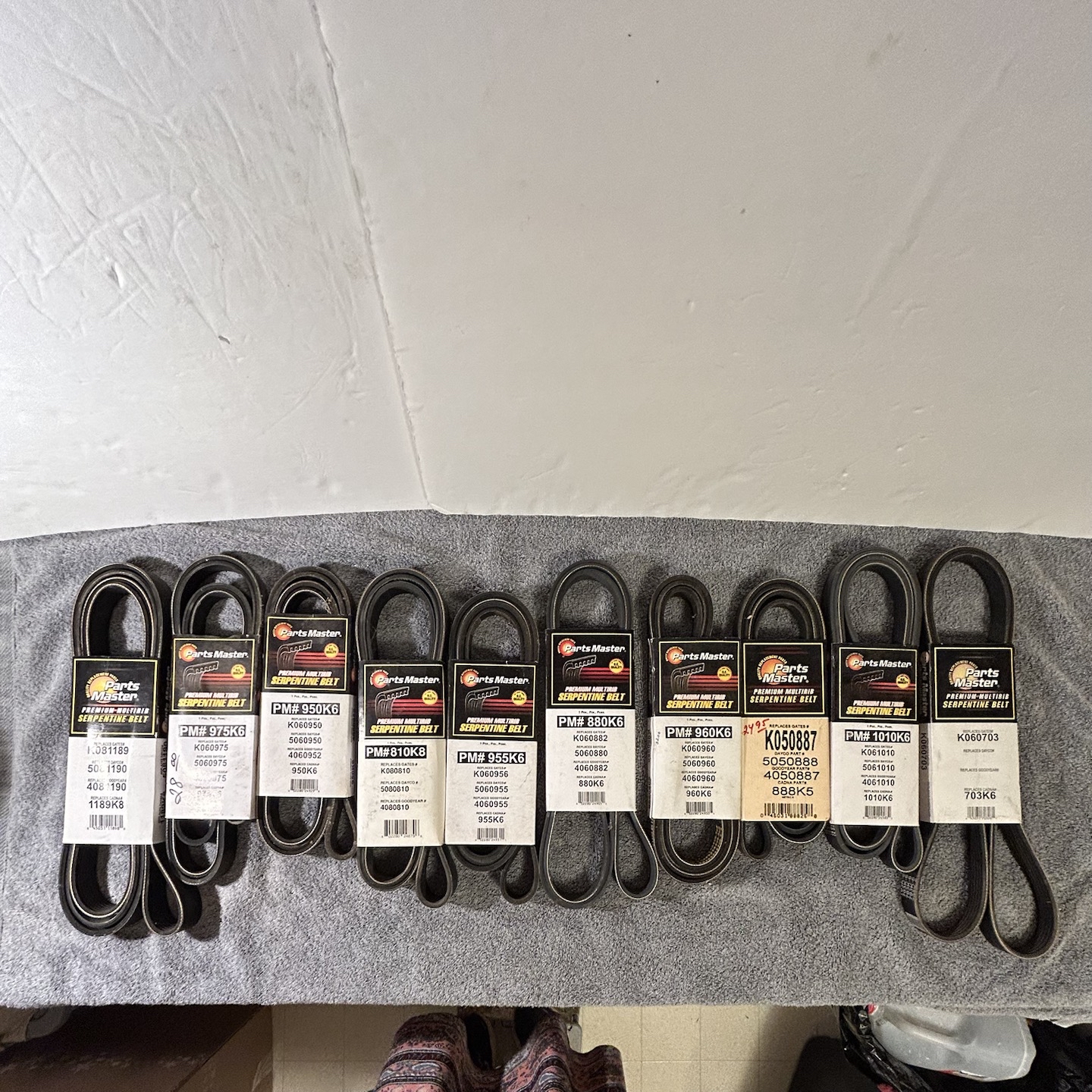 114 Automotive Serpentine & V-Belts Mostly Gates NOS (SKU 8140)
