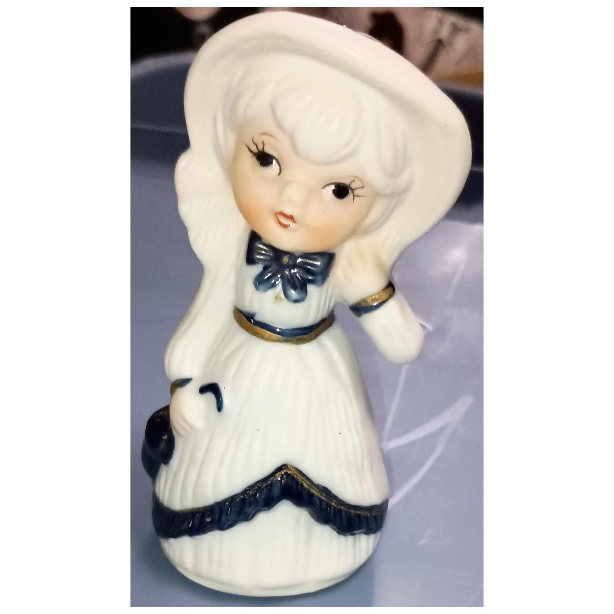 Vintage Ceramic Girl with Umbrella Capodimonte style Figurine