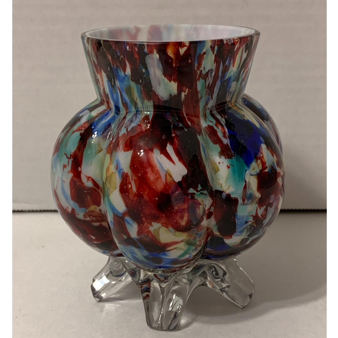Antique Franz Welz Art Glass Spatter Vase