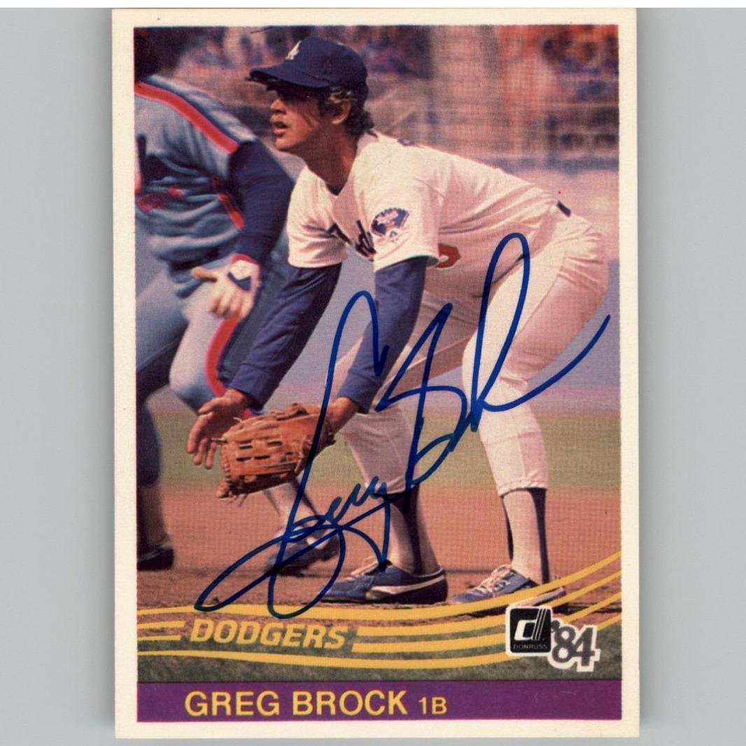 Greg Brock Signed Los Angeles Dodgers 1984 Donruss Baseball Card #296
