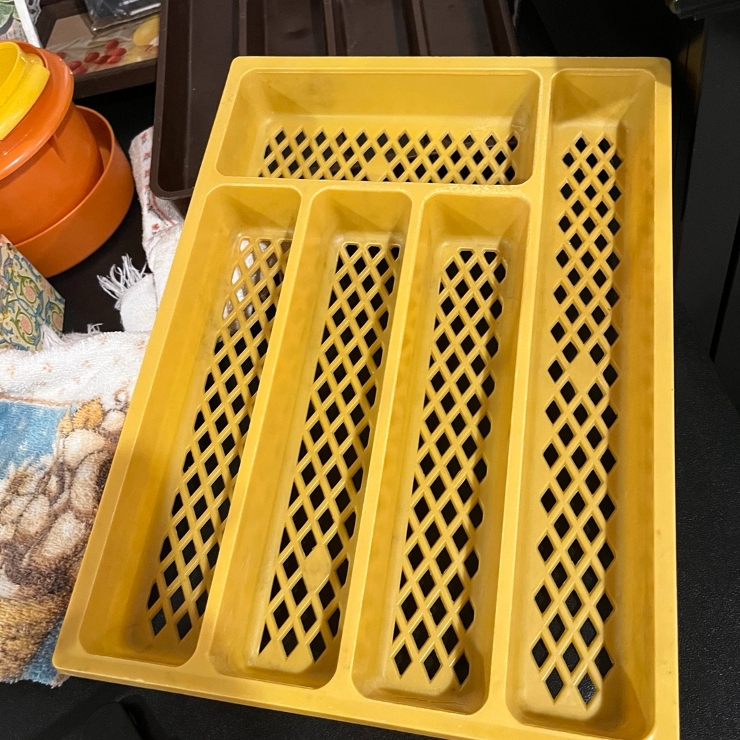 Vintage Yellow Silverware Holder