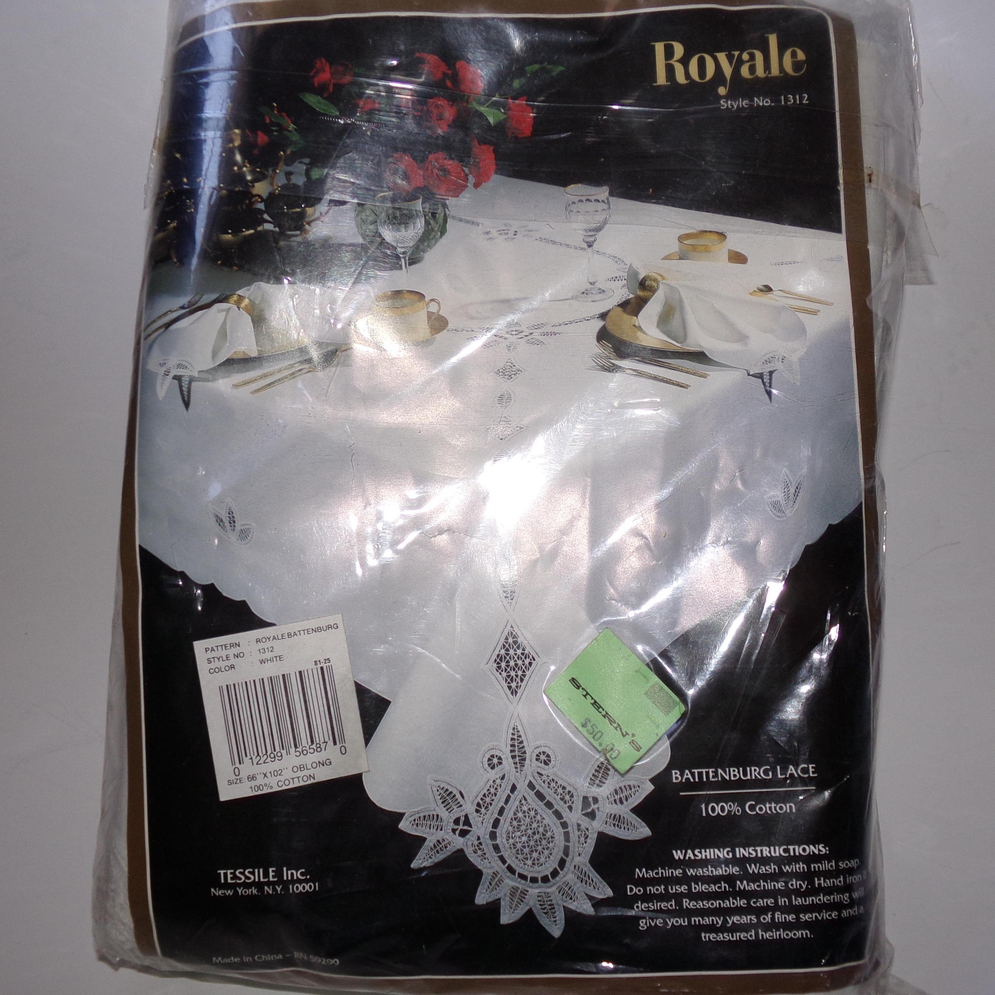 VTG NIP White Royale Battenburg Tablecloth & 12 Napkin Set, 62x102 ...