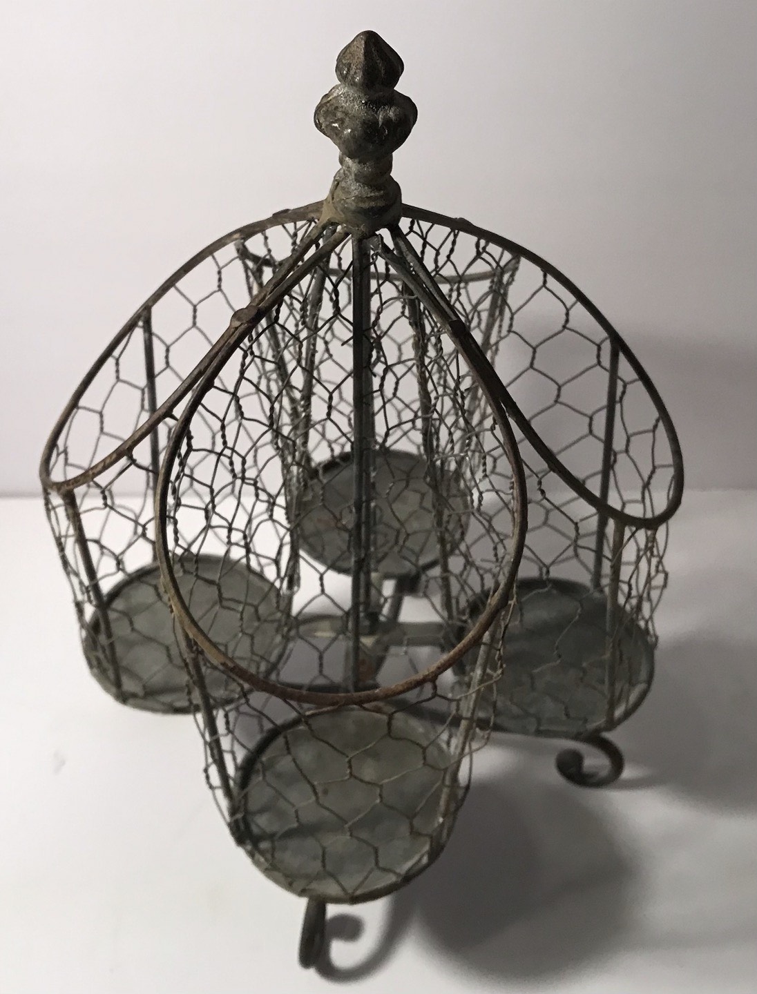 Rustic Metal Caged Baskets Spin On Stand