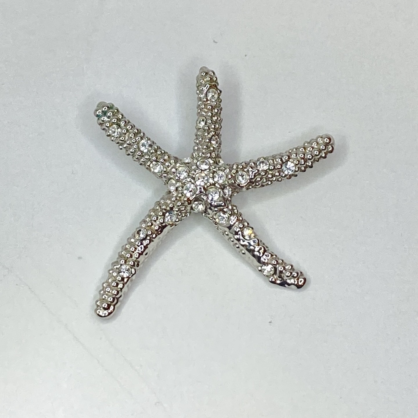 Vintage Retro Starfish Silver Tone Pave Clear Rhinestone 1.5" Coastal ...