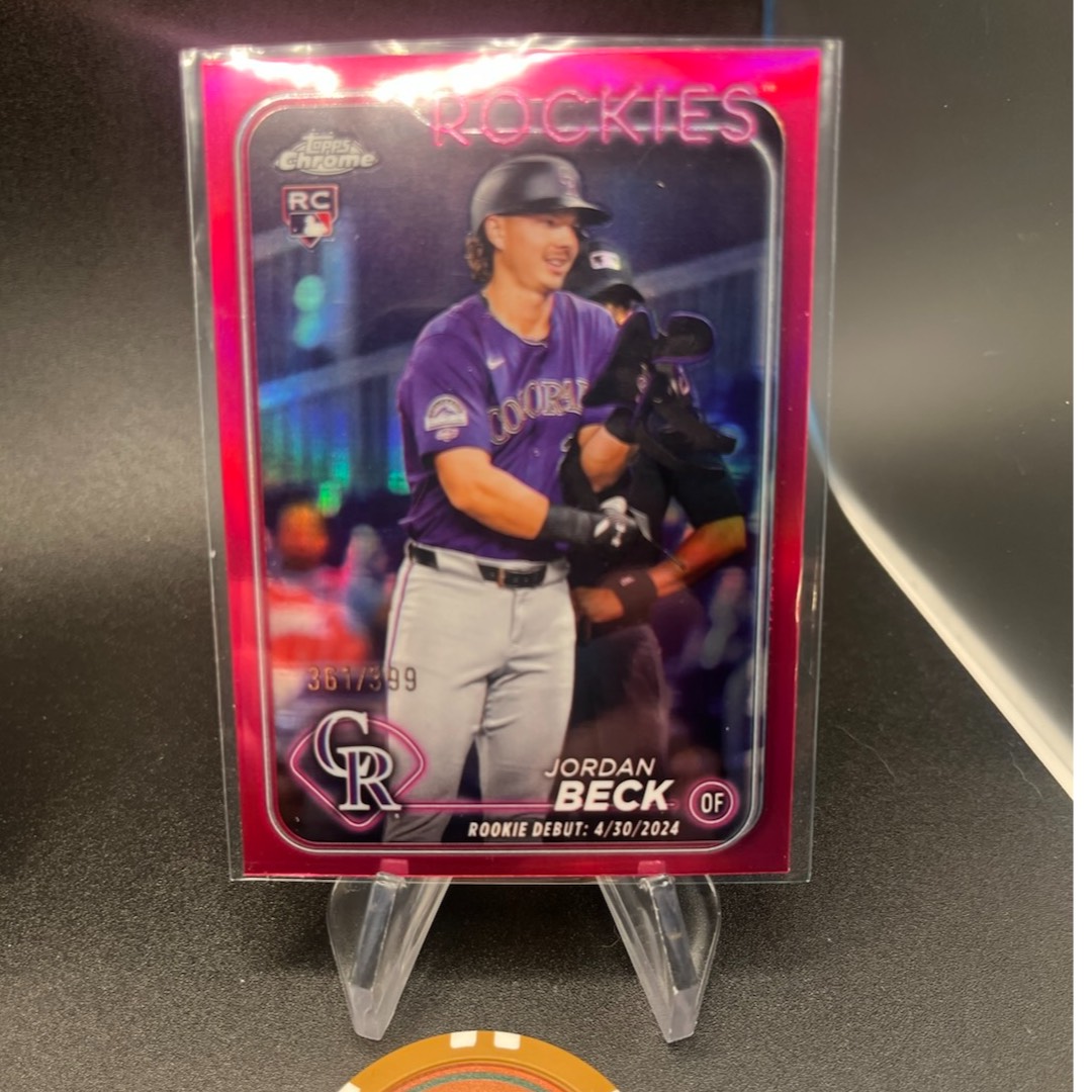 Jordan Beck RC debut Magenta /399 2024 Topps Chrome Update Colorado Rockies