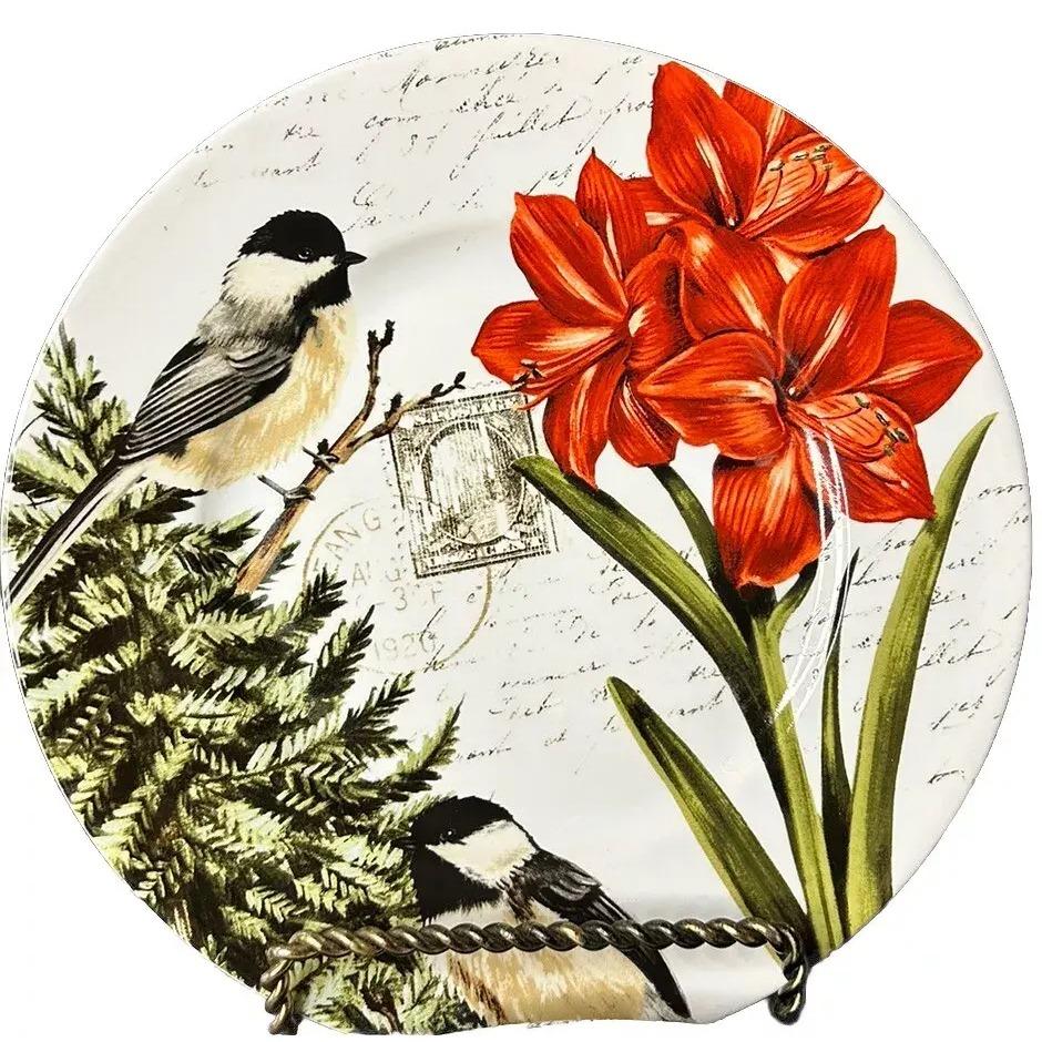 Winter Cheer Bird Christmas Dinner Plates ~ Set of Four (4) by 222 Fifth