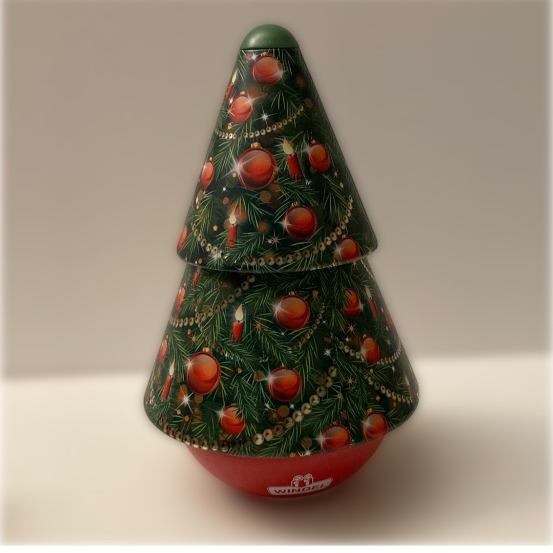 Windel Musical Christmas Tree Tin Container - Rotates And Opens To Hold ...