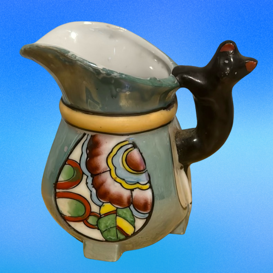 Vintage Kitty Cat Creamer Lusterware Iridescent Pitcher Creamer Gold ...