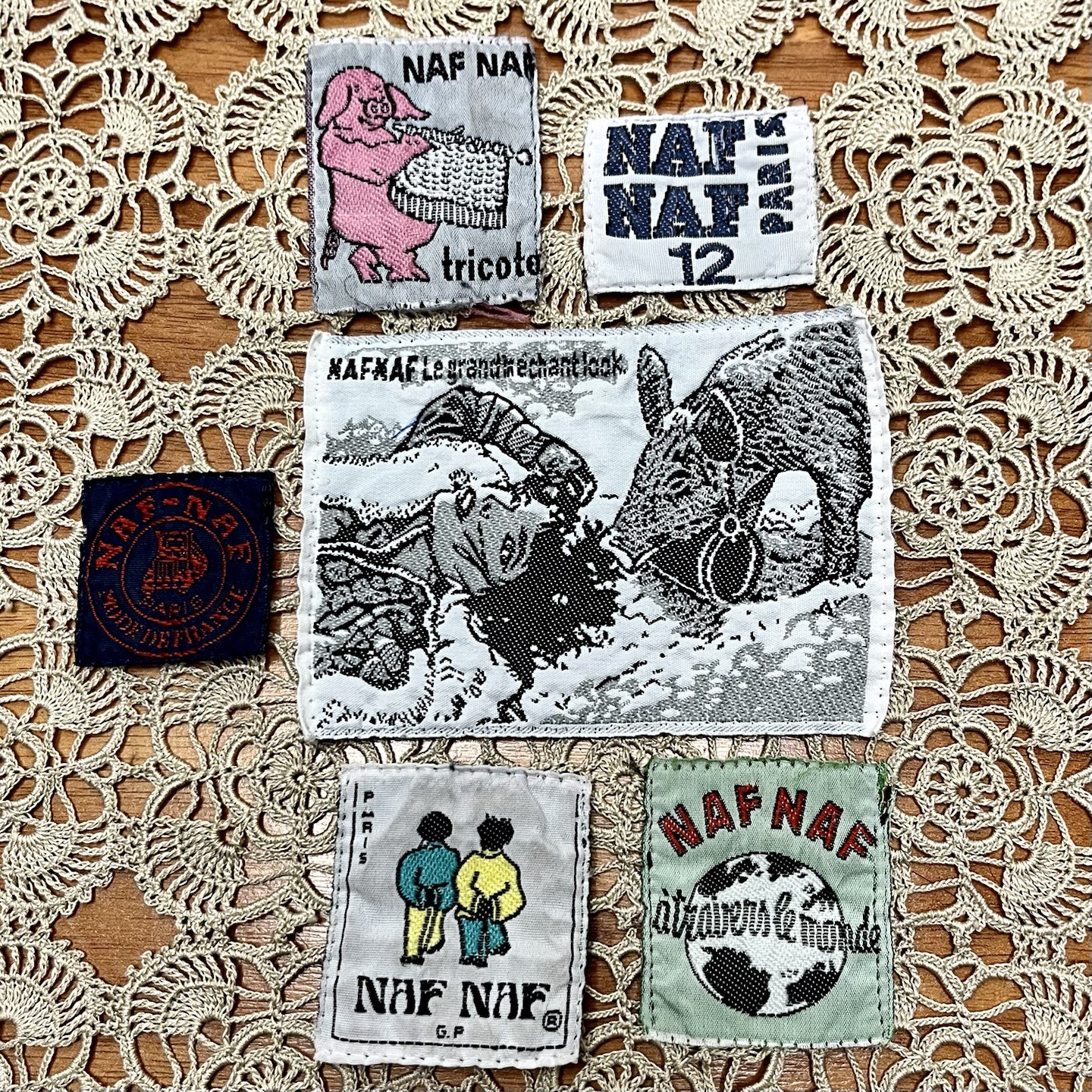 Vintage Naf Naf Paris Clothing Apparel Tags Patches Lot of 6