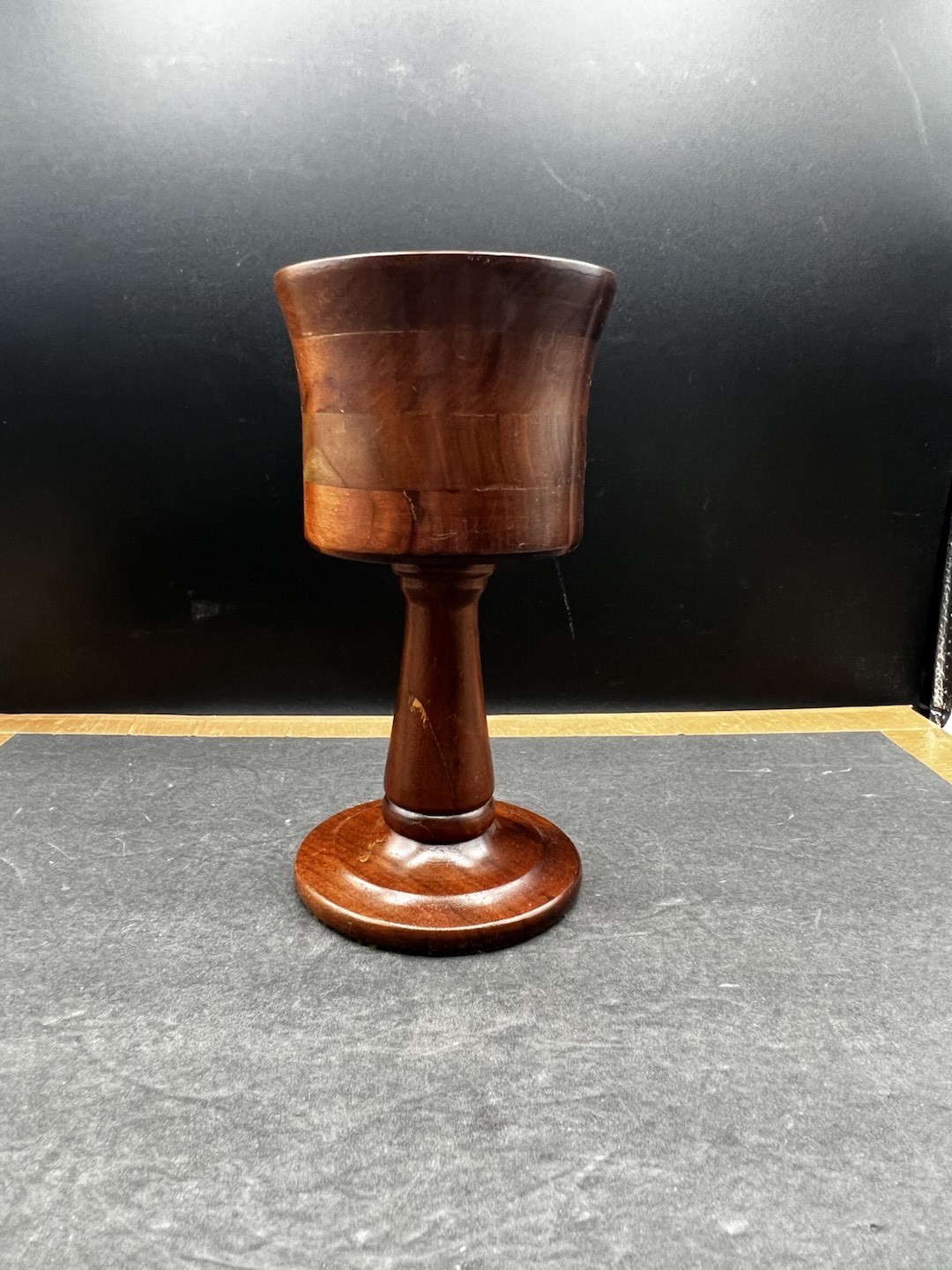 #626A Vintage Handmade Turned Wood Chalice/Stemmed Goblet