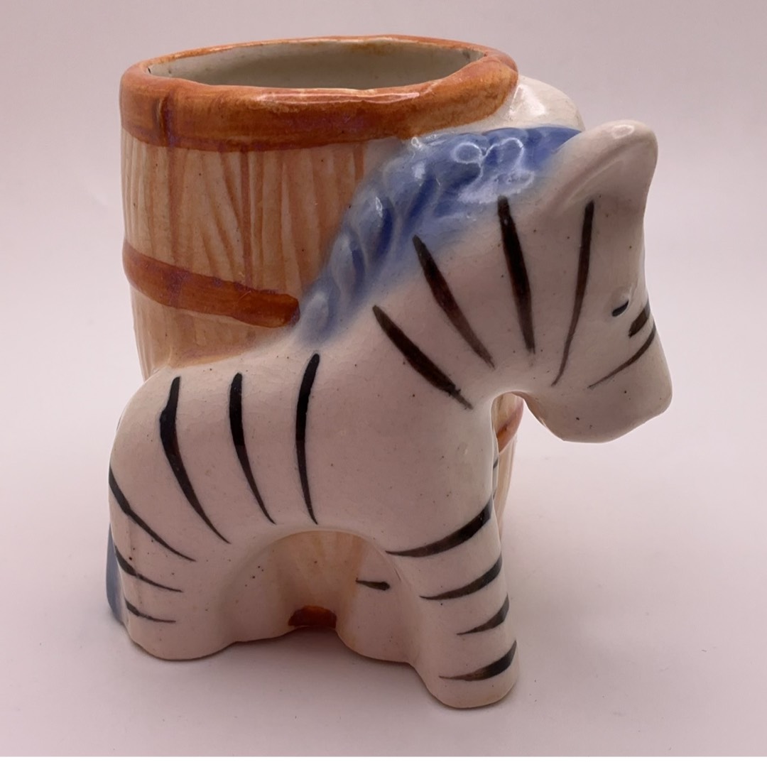 MANIC Ceramic Zebra Planter Occupied Japan 3" x 3"