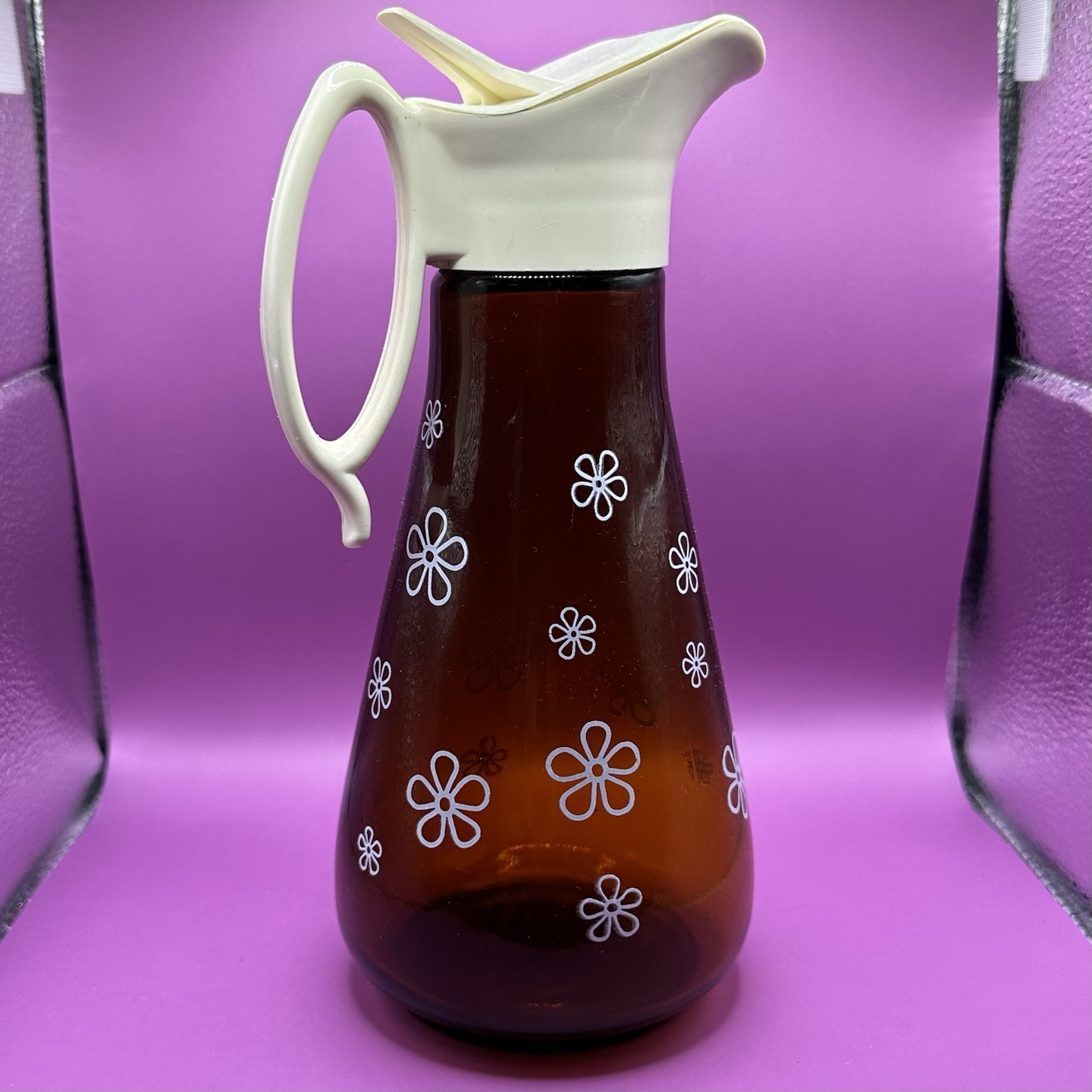 Vintage Thatcher Amber Daisy Syrup Container Bottle Dispenser Anchor ...