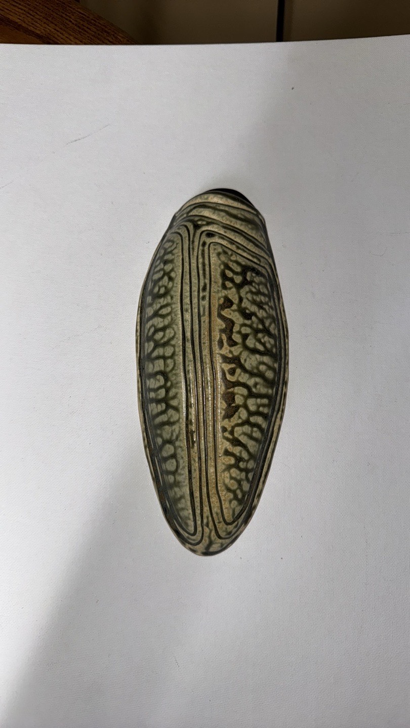 Frank Stofan "Trees" Wood Ash Green Drip Glazed Pottery Wall Vase 2013 ...