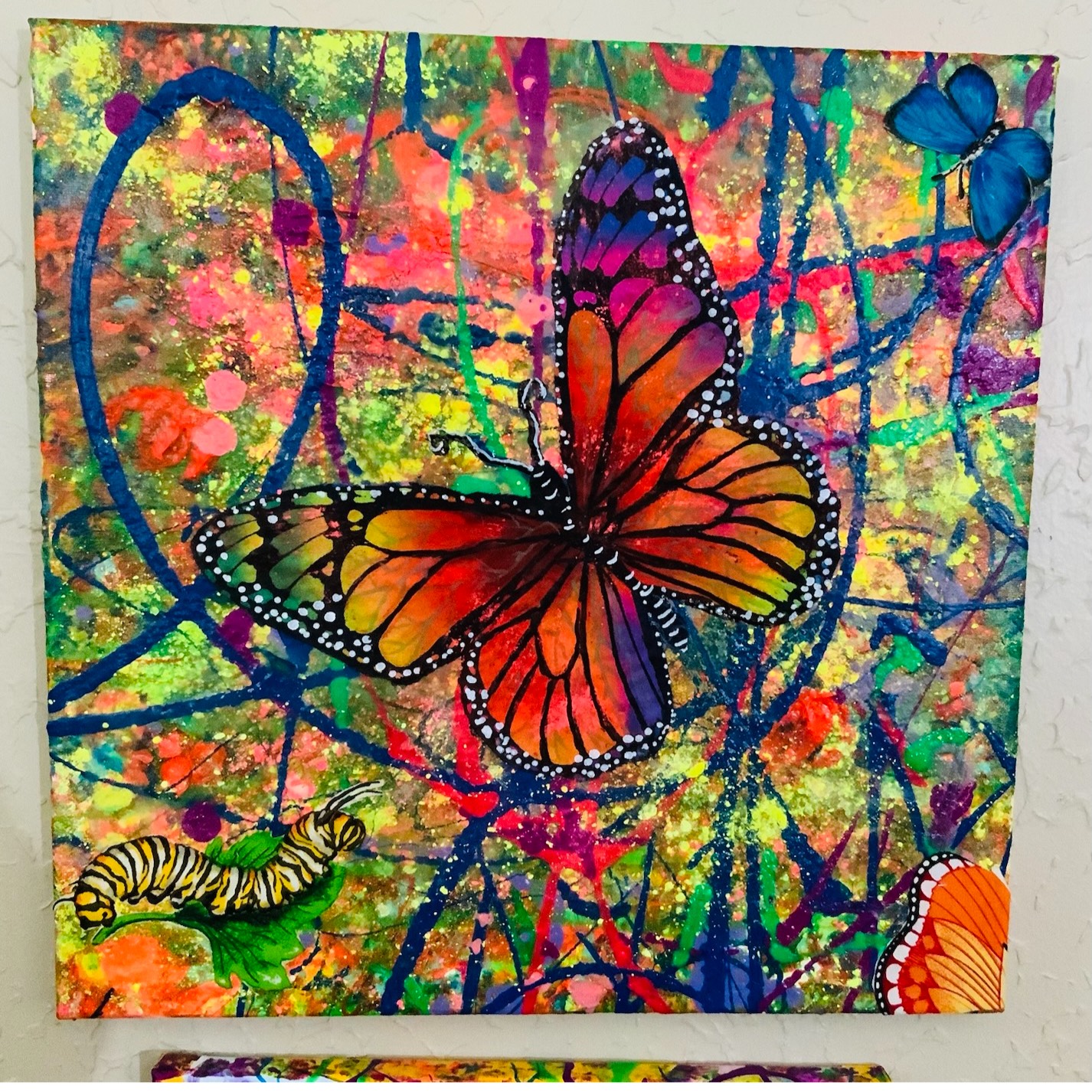 Colorful Original Glowy UV Reactive Art Inspired By Monarch Butterflies ...