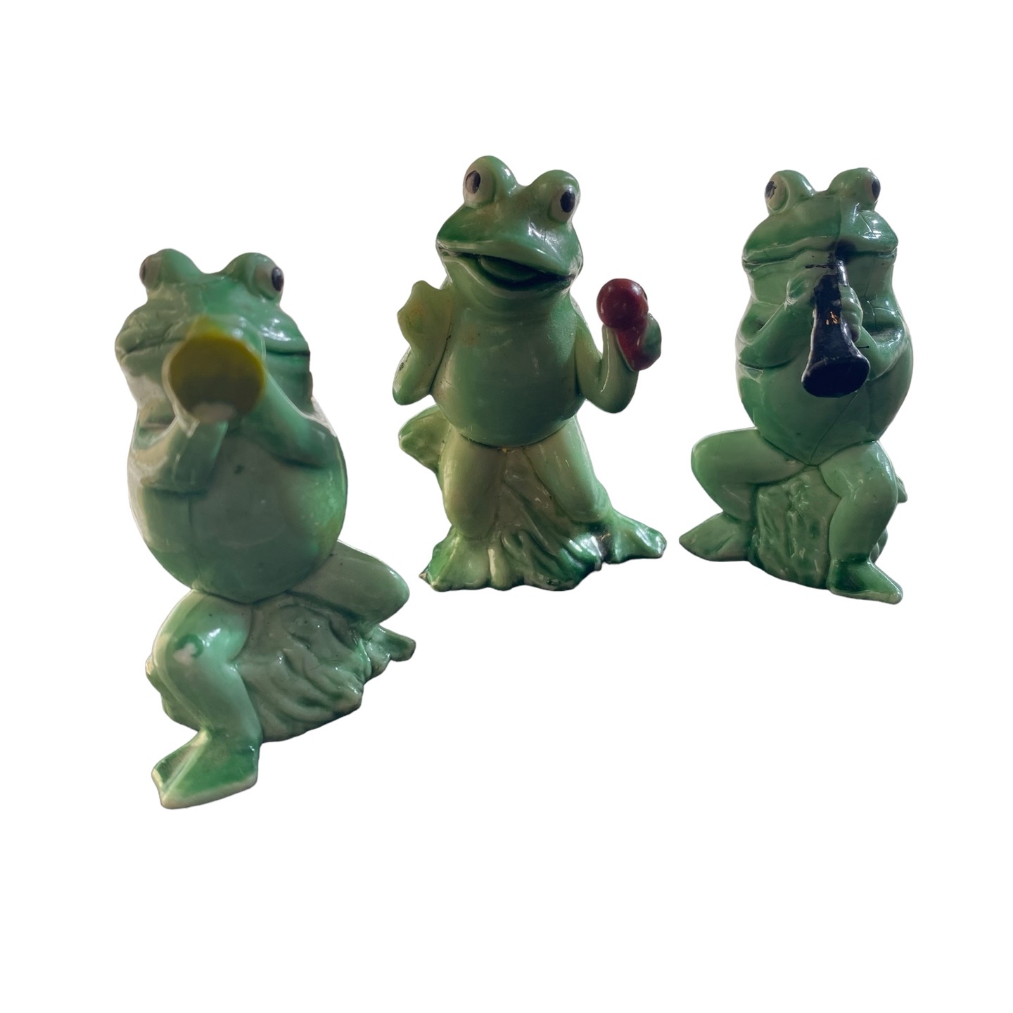 Vintage Enesco Musical Green Frog Figurine Quartet 1978 Singing Dancing ...