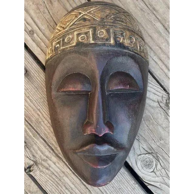 Hand Carved Wood Mask Wall Hanging