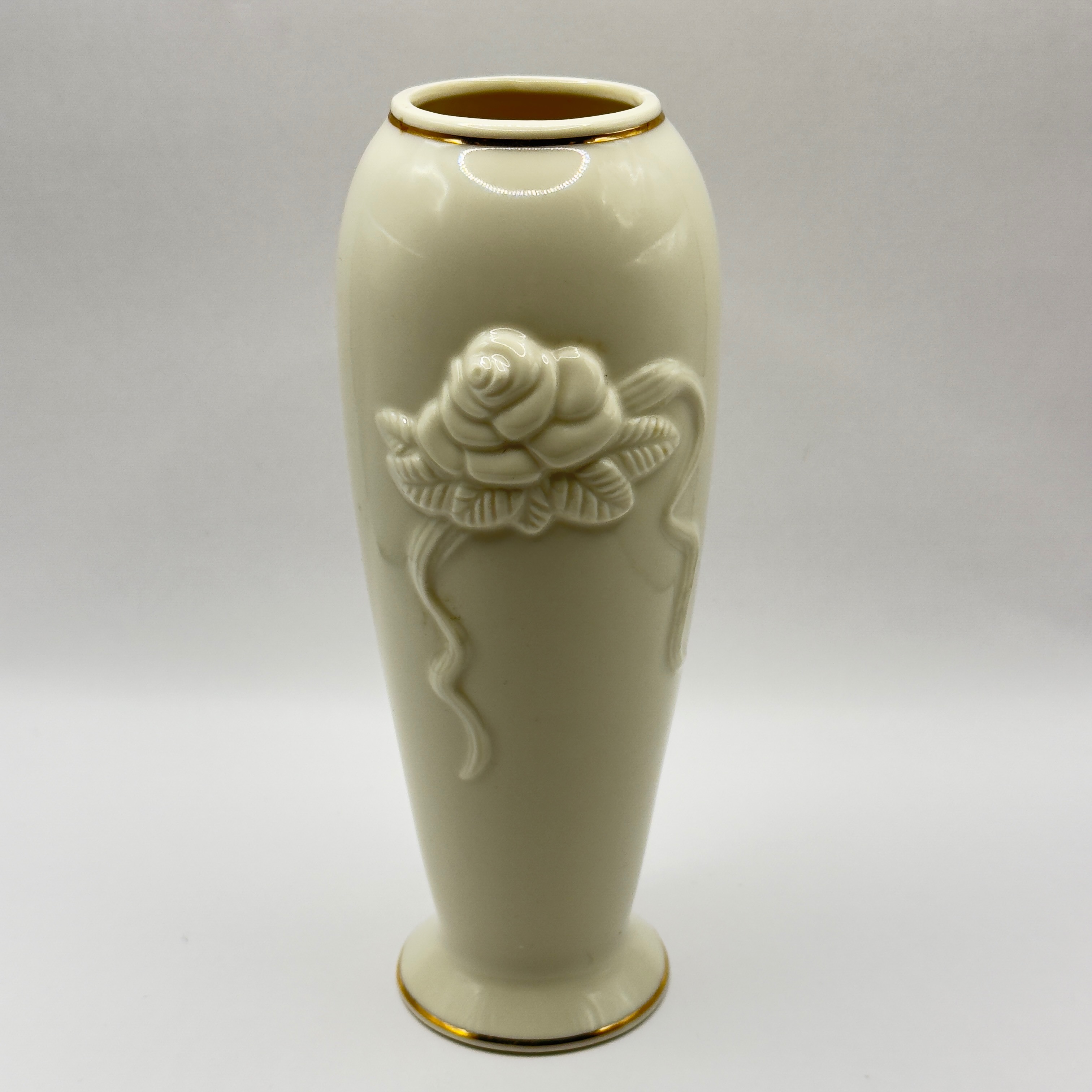 Vintage 1990’s Ivory Porcelain Vase with Raised Rose Design, Elegant ...