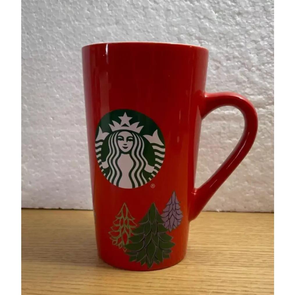 Starbucks Christmas Tree Coffee Mug Red w White Inside Tall Limited ...