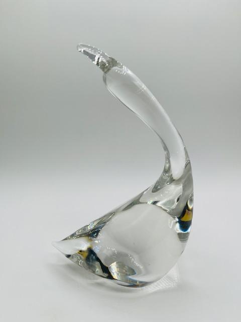 Corcoran Italy Crystal Goose Swan Art Glass Figurine Paperweight Signed