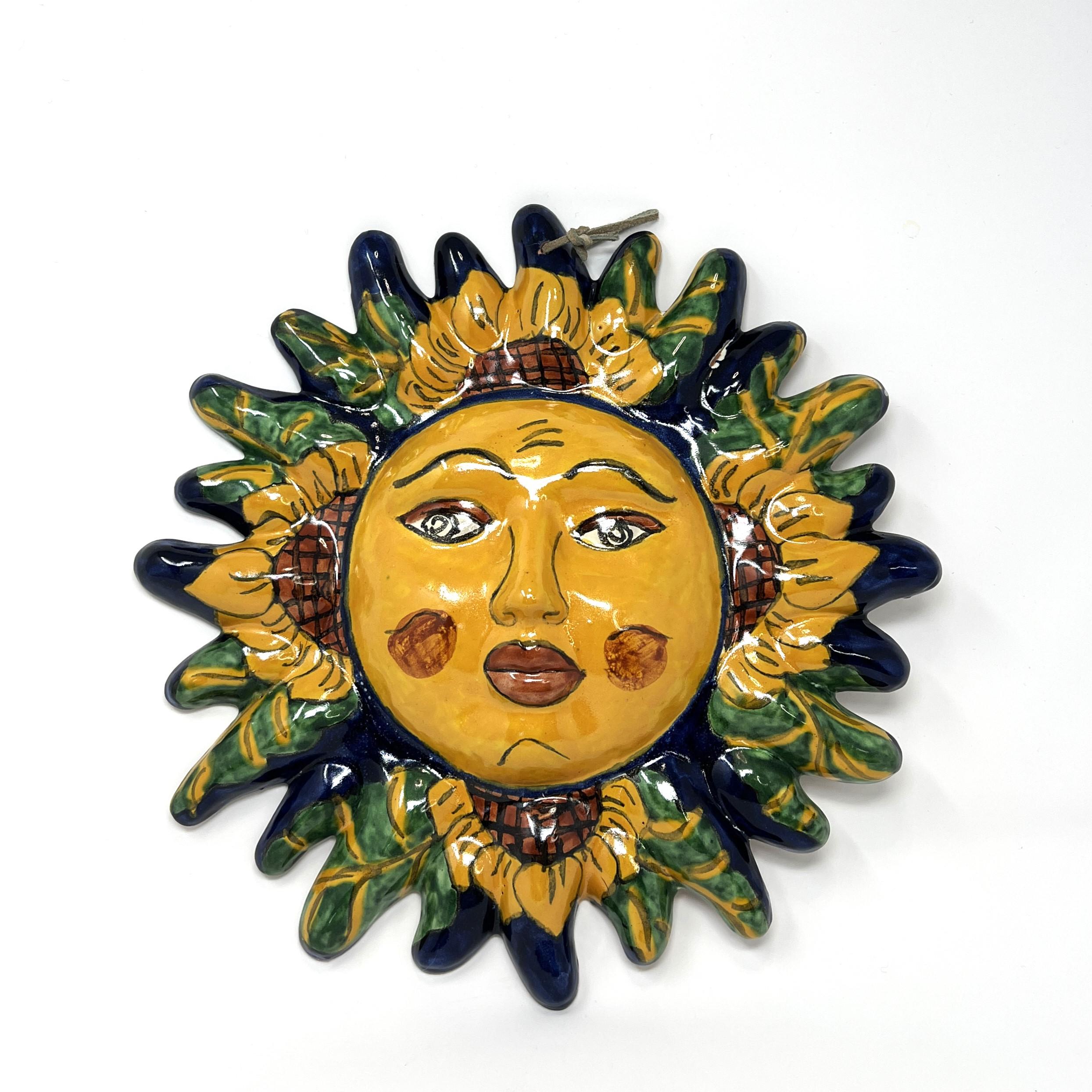 Vintage Mexican Pottery Folk Art Talavera Sun with Face, Hand Painted ...