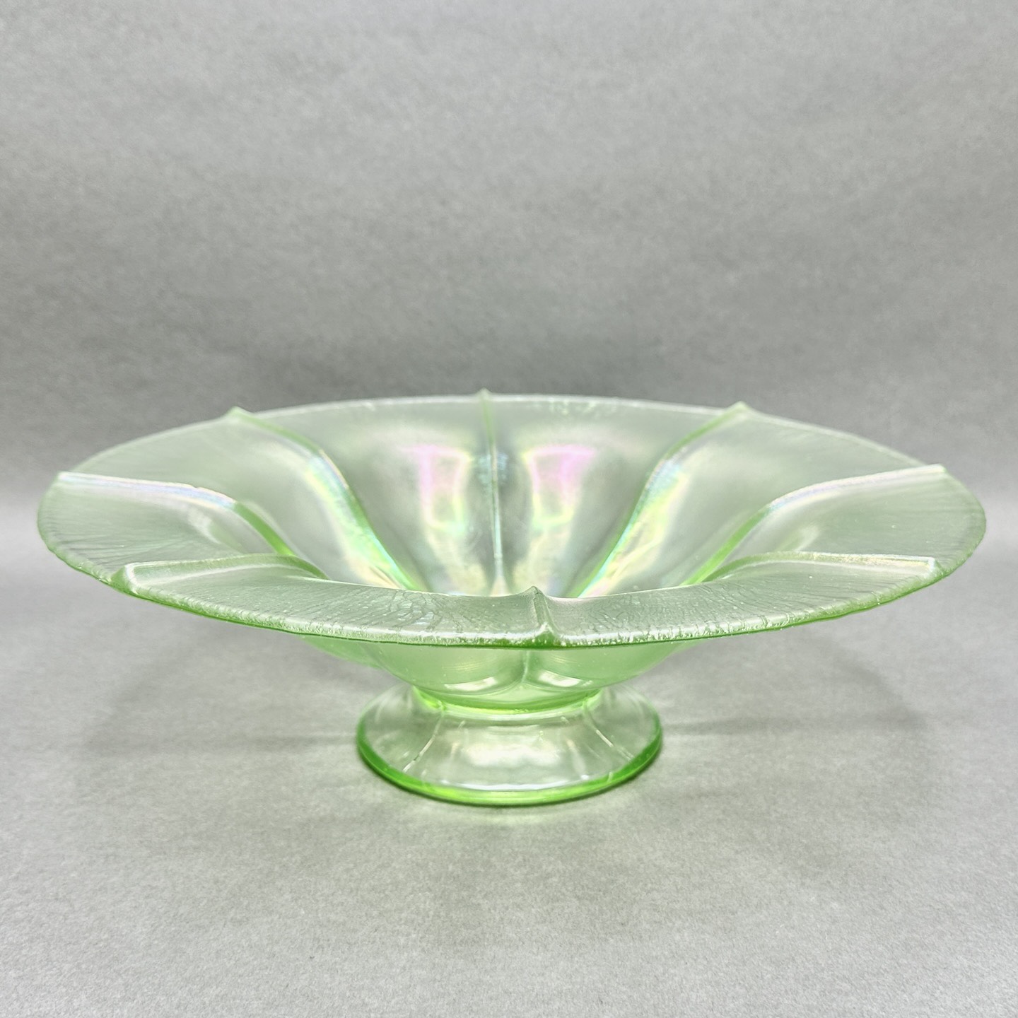 Antique Fenton 1910’s Paneled Green Iridescent Stretch Uranium Glass ...