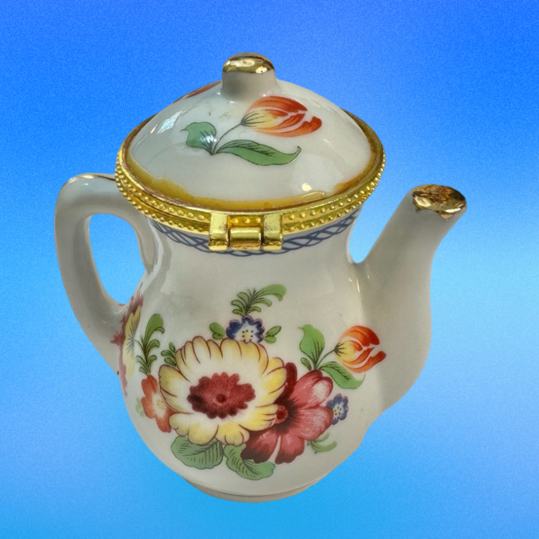 Mini Porcelain Teapot Trinket Box