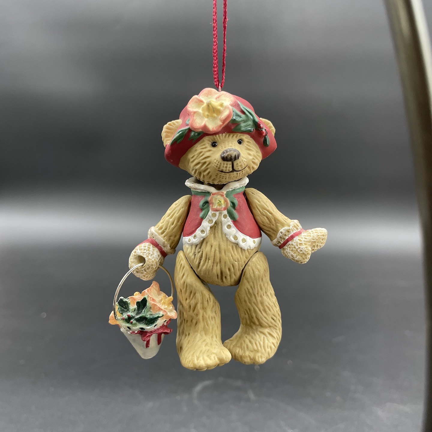 Hallmark Gift Bearers Hanging Christmas Ornament 5th in Series Bear Flowers