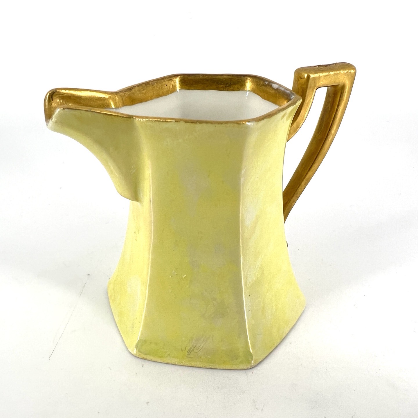 T&V Limoges Yellow Luster With Gold Creamer Pitcher