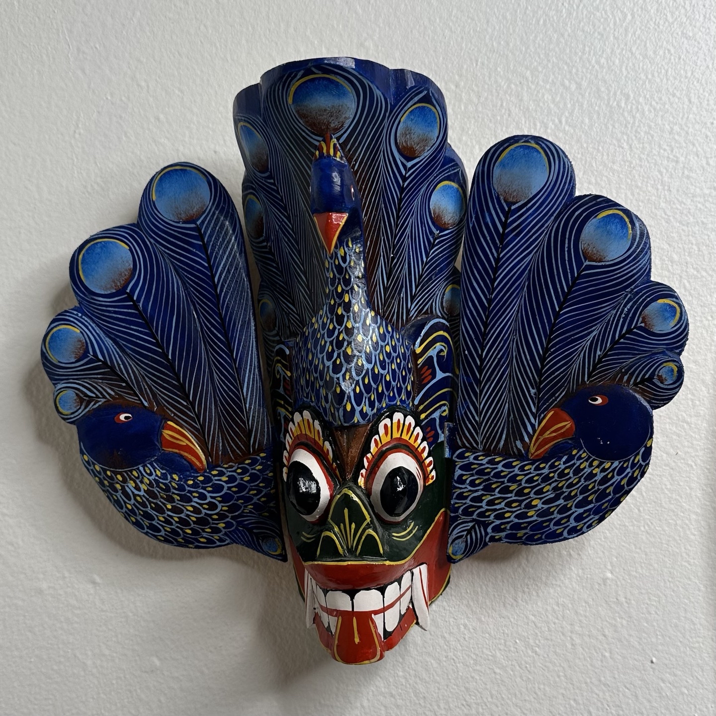 Vintage Traditional Sri Lanka "Mayura Raksha" (Peacock Devil) Mask ...