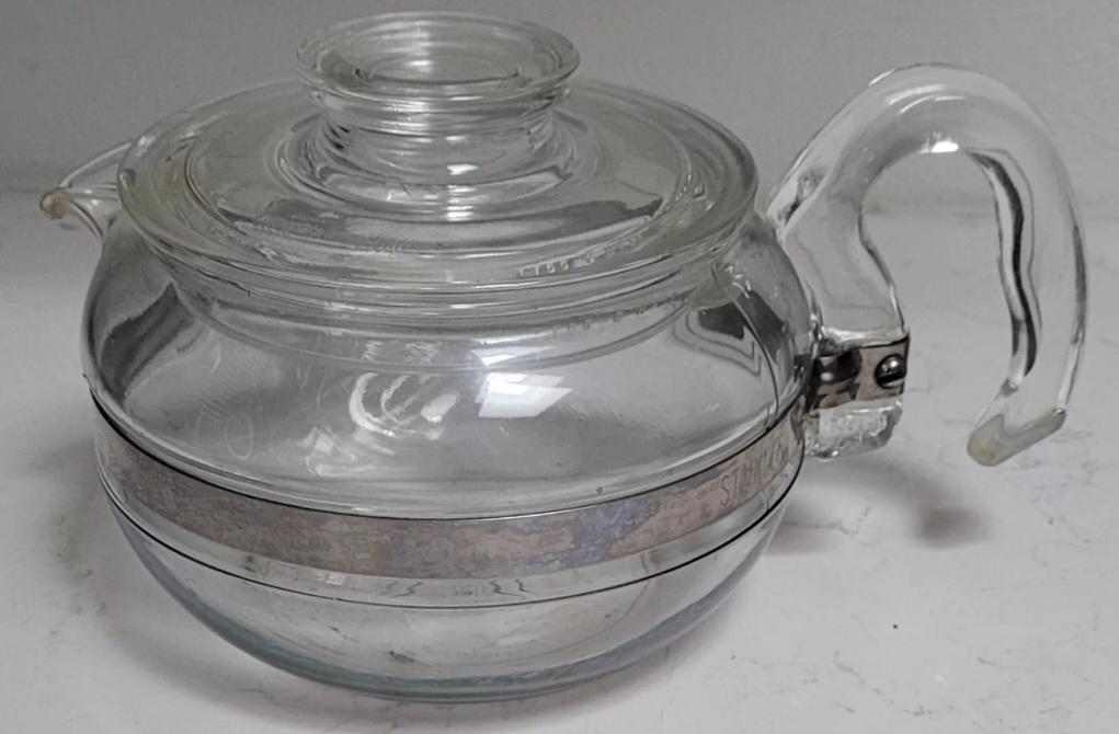 Pyrex Flameware 8336 Flamex Vintage 6 Cup Blue Tint Glass Tea Pot ...