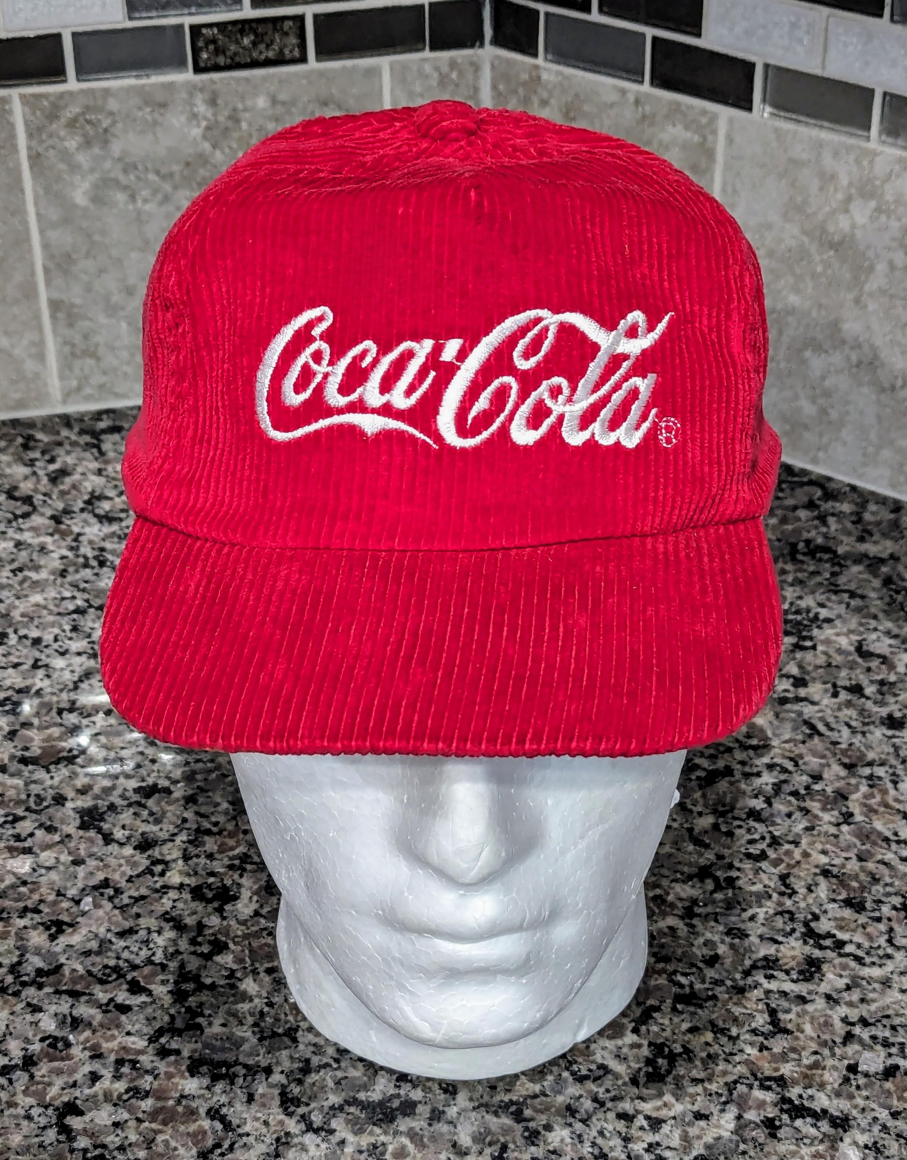 Coca-Cola Corduroy Red Vintage Hat Snapback Trucker Cap Advertising AJD Tag