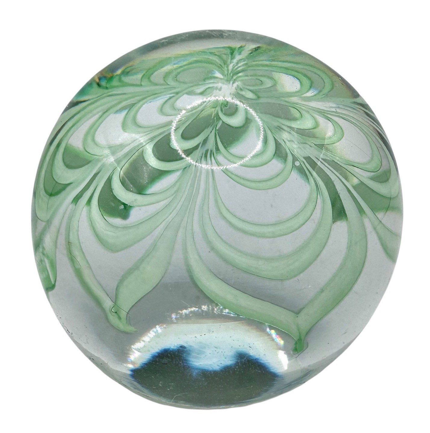 20 Art Glass Paperweight Mint Green Pastel Floral 2.75”