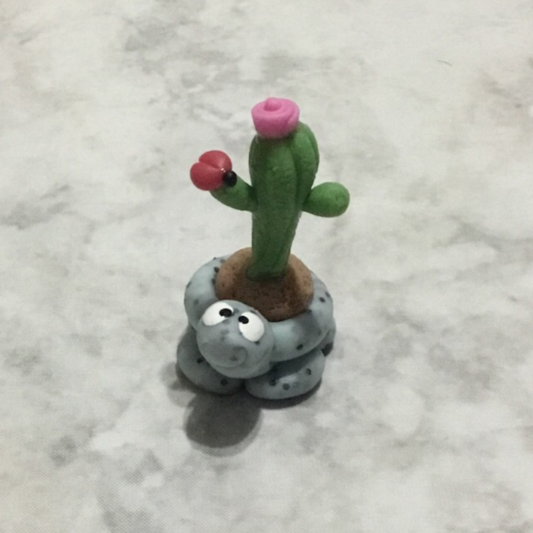 A16. Artesania From Puerto Rico- Mini Blue Speckled Turtle Cactus With ...