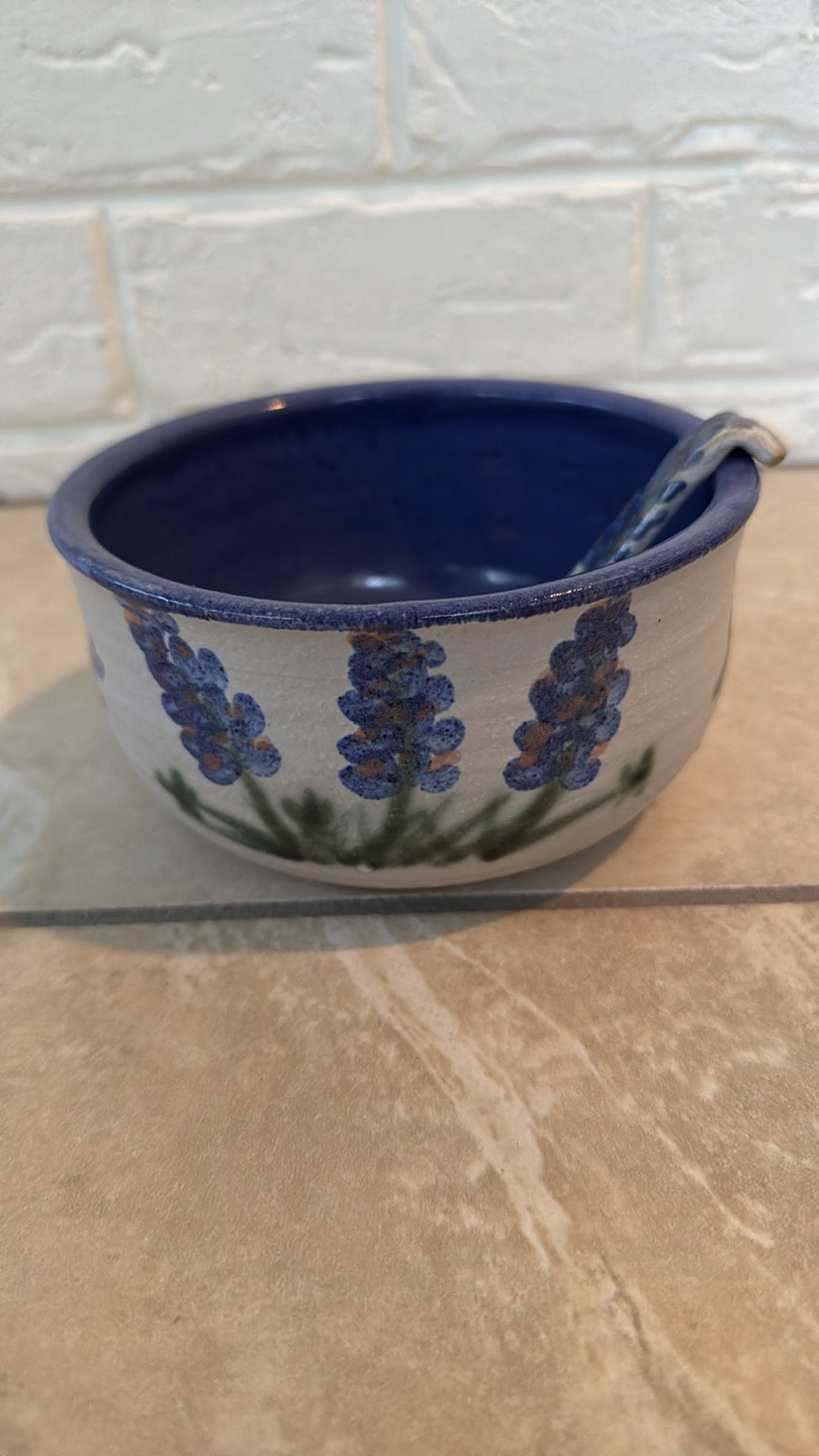 SMALL HOUSE POTTERY Bowl & Dipper Spoon Handcrafted Art Pottery Sanger ...