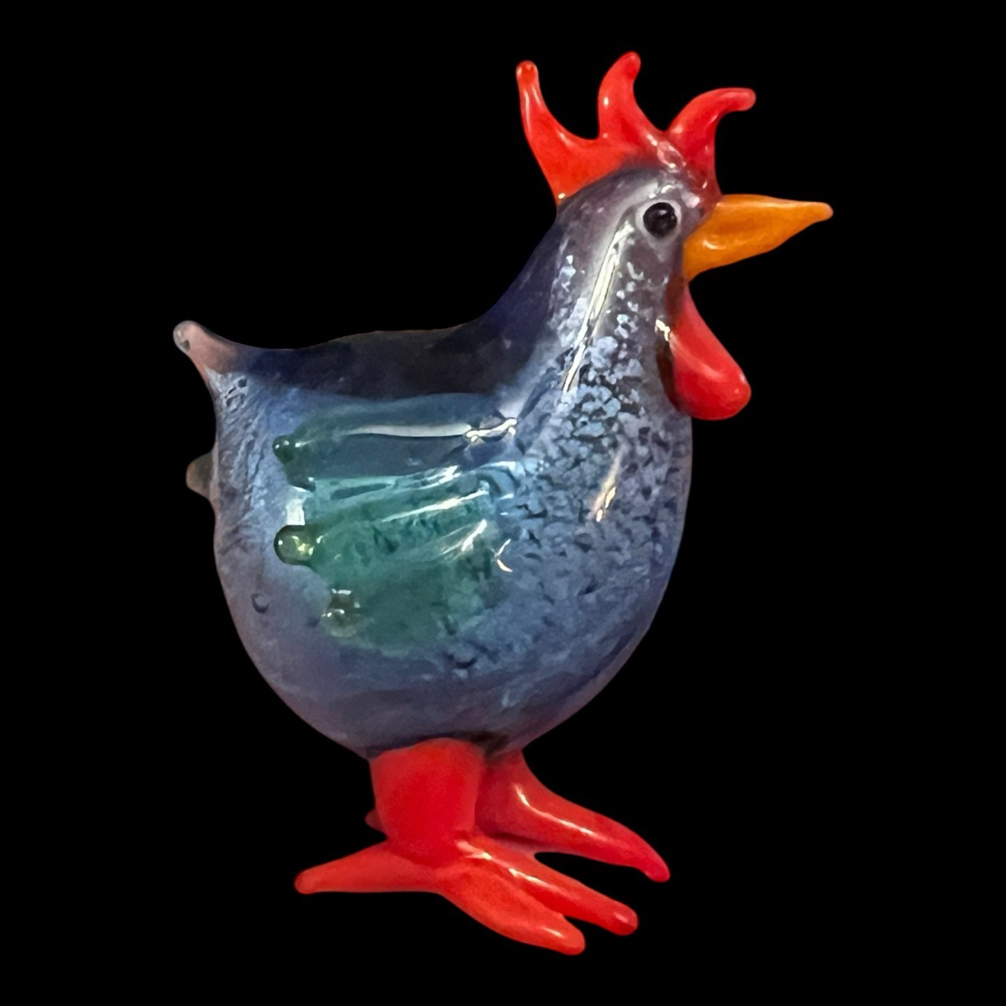 Small Art Glass Rooster Figurine 2.5”