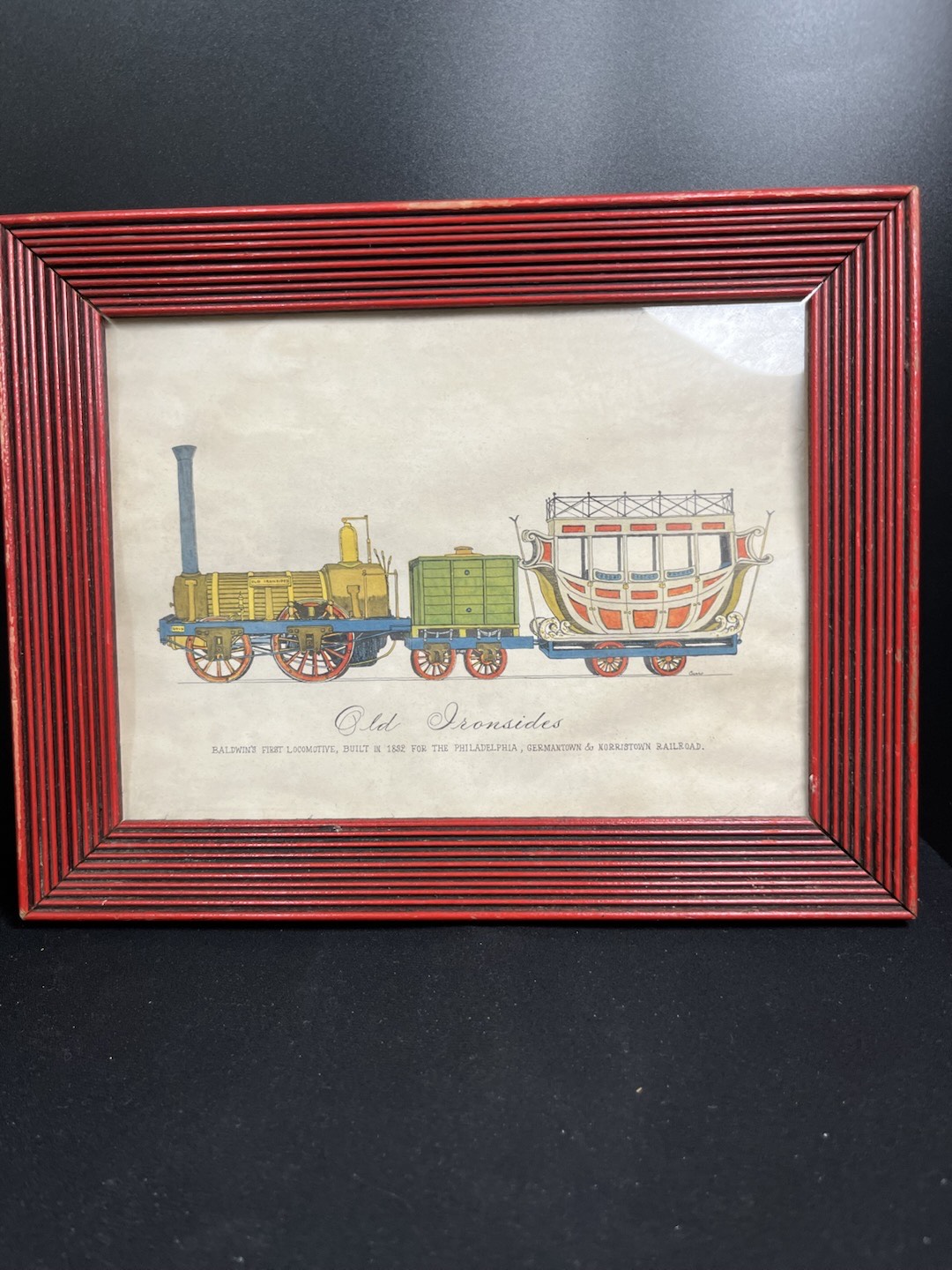 Evelyn Curro Train Lithograph-1950s-"Old Ironsides"-"Baldwin's First ...