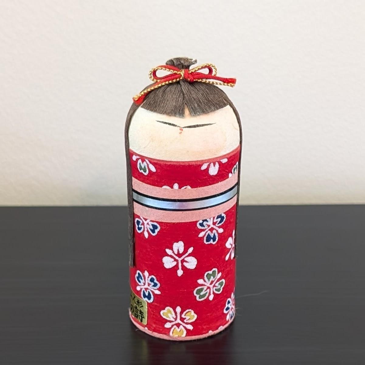 Vintage Japanese Kokeshi Doll Baby Rattle Bell Chime Toy Figure Red ...