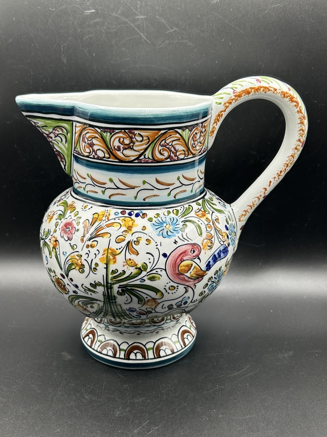 Vintage Ceramics De Coimbra Portugal Hand Painted Pitcher With Animals ...