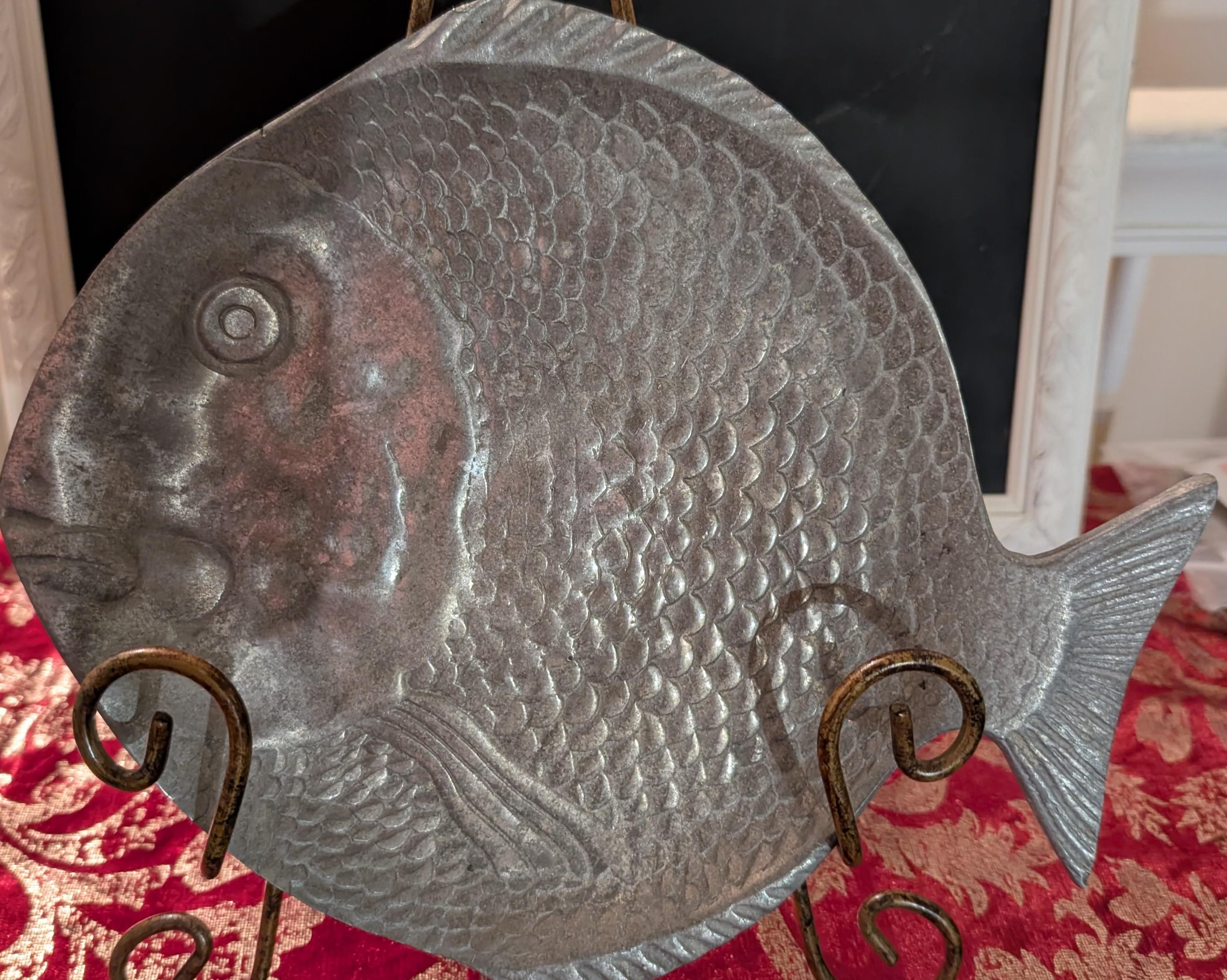 Vintage Fish-Shaped Metal Tray