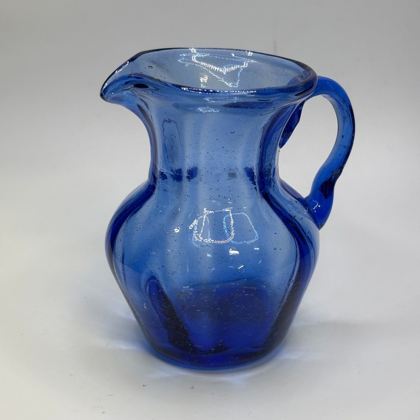Small Handblown Cobalt Blue Glass Pitcher 3.25"
