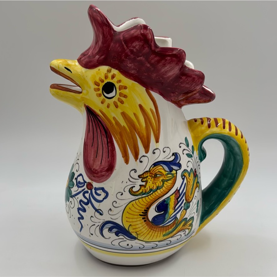 Made In Italy Deruta Marked Rooster picture dragon design made in Italy ...
