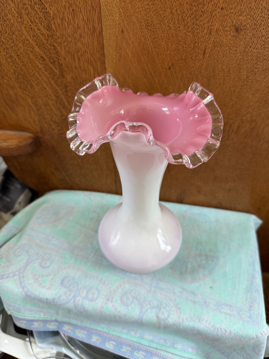Fenton Silvercrest Pink Cased Vase