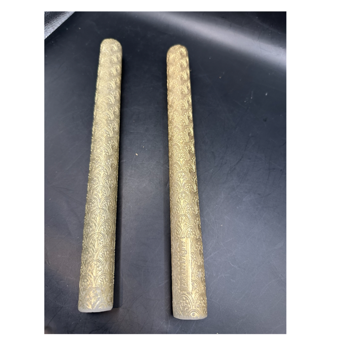 Point A La Ligne Gold textured Candle Sticks (2) - used