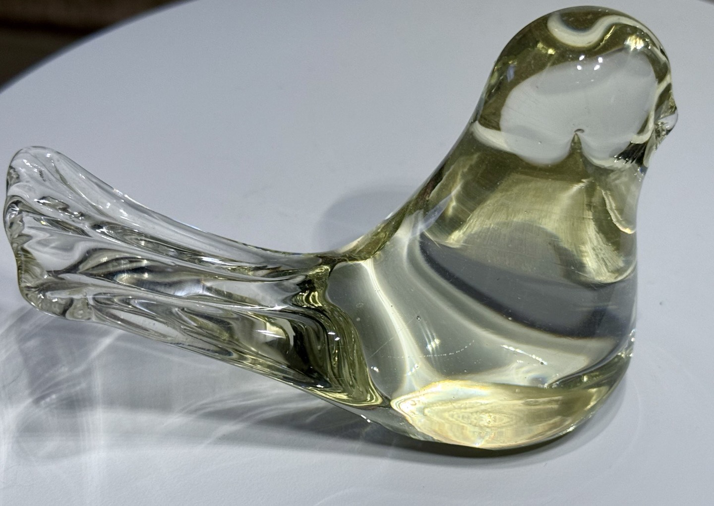 Vintage Glass Bird Figure- Clear With Subtle Yellow Tones - Handcrafted ...