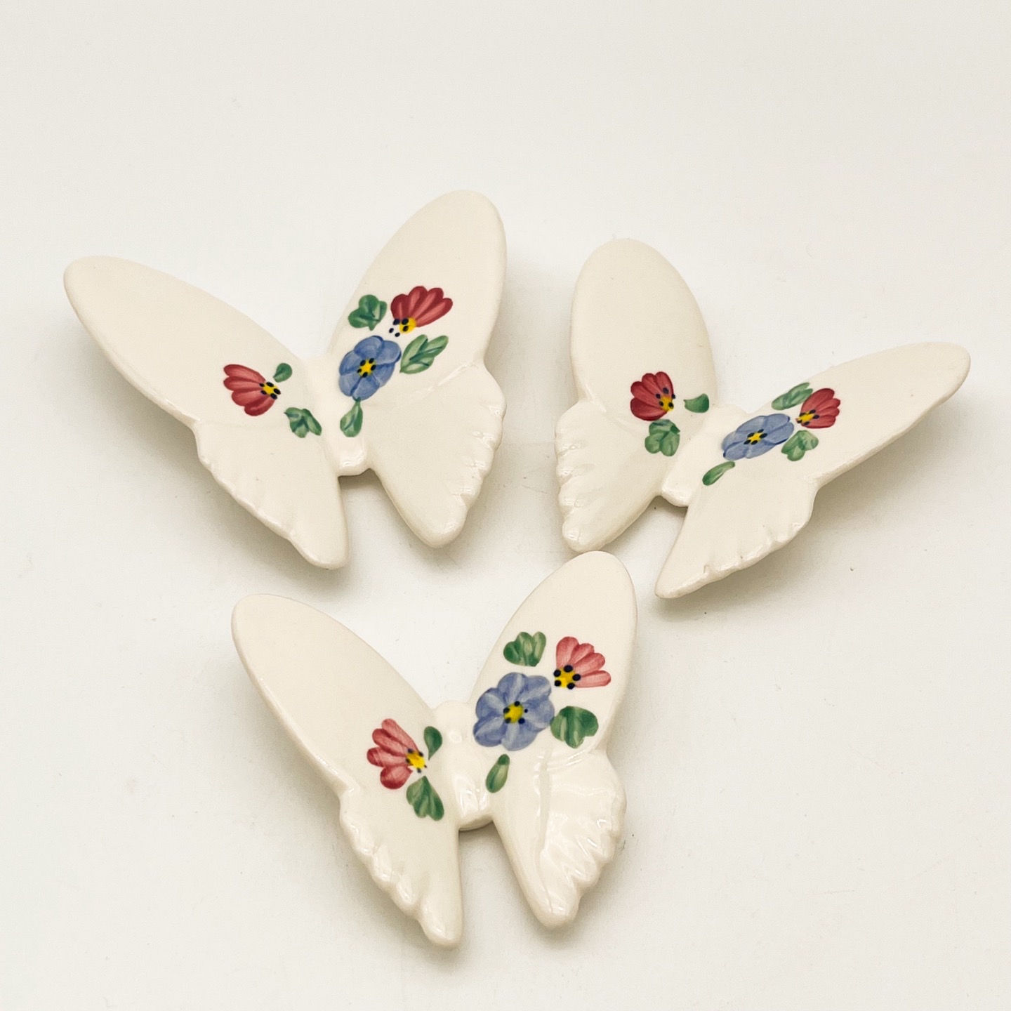 Vintage Ceramic Butterflies Set of 3 Flower Design 80s-90s Lasting ...