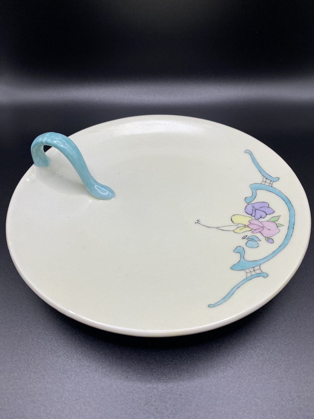 Vintage Hand Painted Finger Loop Lemon Dish