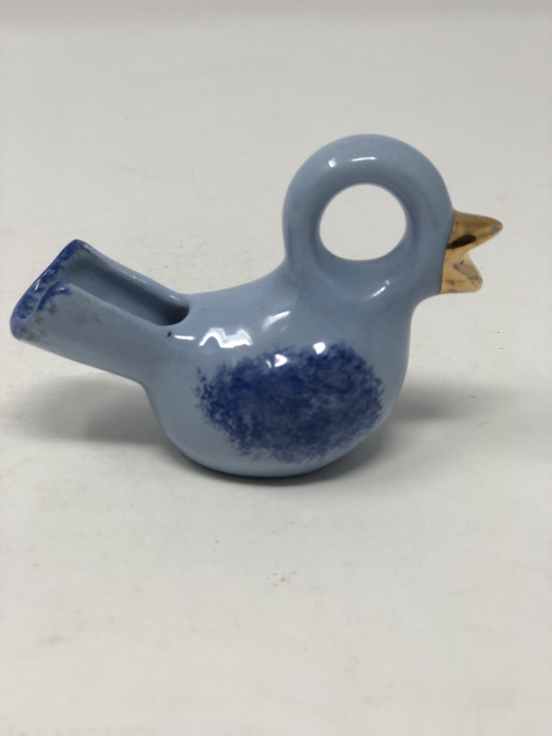 Pottery Bird Bud Vase with Gold Beak