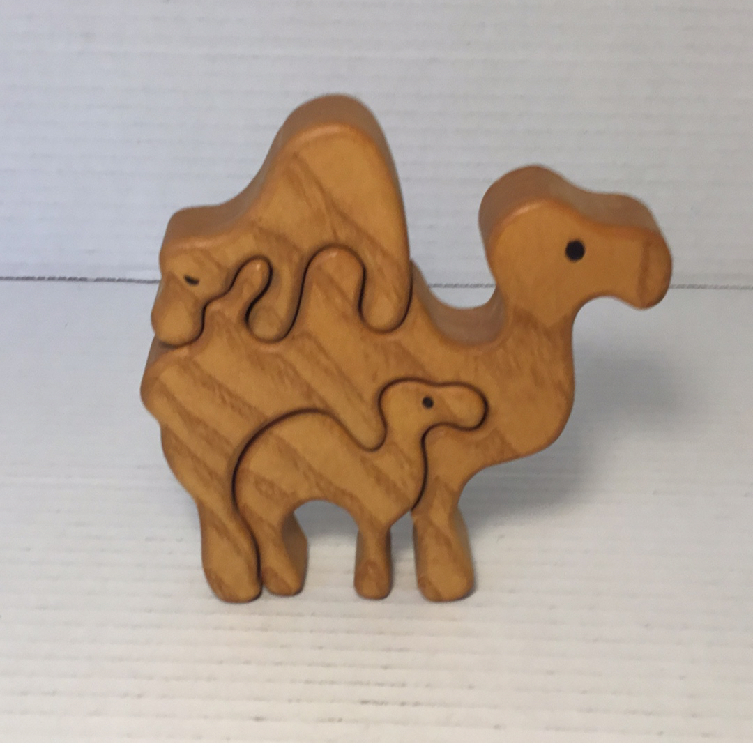 Camel Puzzle Handmade Wood Mama And Babies Signed
