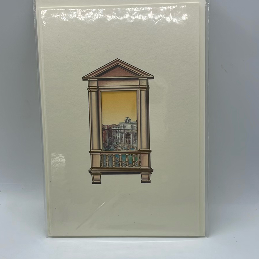 Il Papiro Blank Vintage Card Made In Italy Trevi Fountain Rome