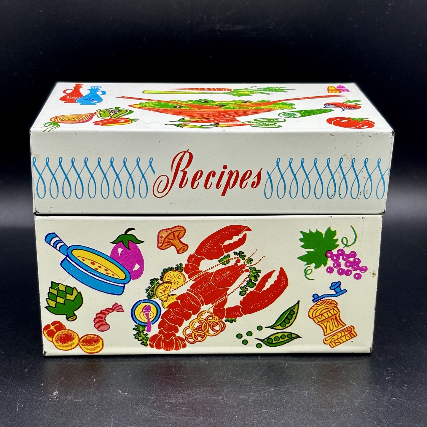 1970’s Vintage Metal Recipe Card Box Ohio 3.5”x5”